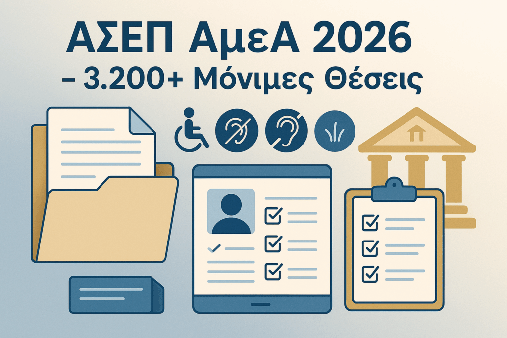 ΑΣΕΠ ΑμεΑ 2026: Έρχονται 3.200+ μόνιμες θέσεις